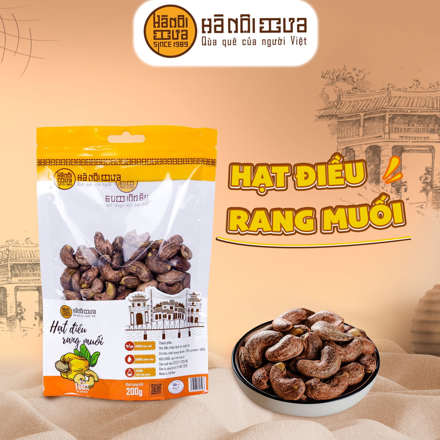 Trang chủ / Sản phẩm / Hạt dinh dưỡng / Hạt Điều Rang Muối gói (200g)